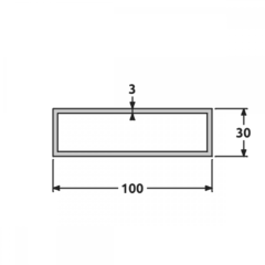 Tube rectangulaire 100 x 30 x 3 mm - Alu Pour Tous