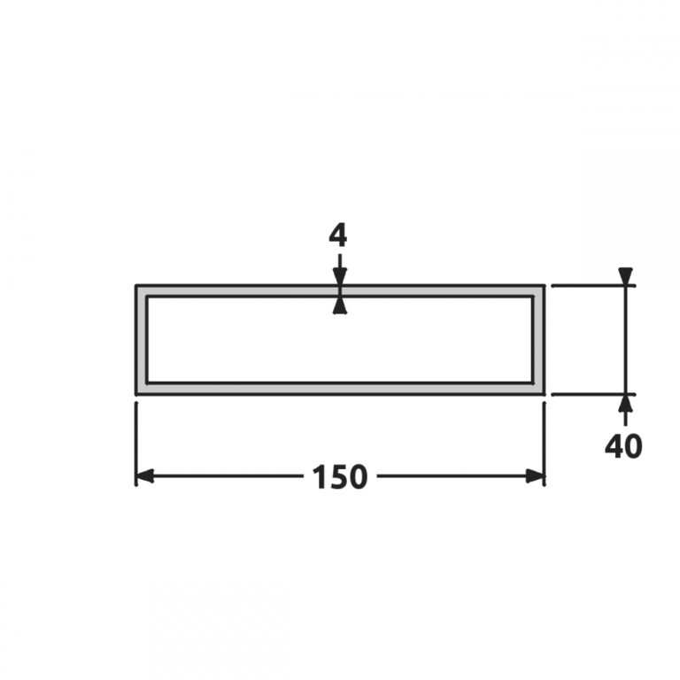 Tube rectangulaire aluminium 150 x 40 épaisseur 4 mm - Alu Pour Tous