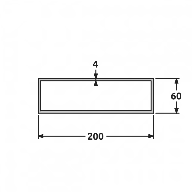 Tube rectangulaire aluminium 200 x 60 épaisseur 4 mm - Alu Pour Tous