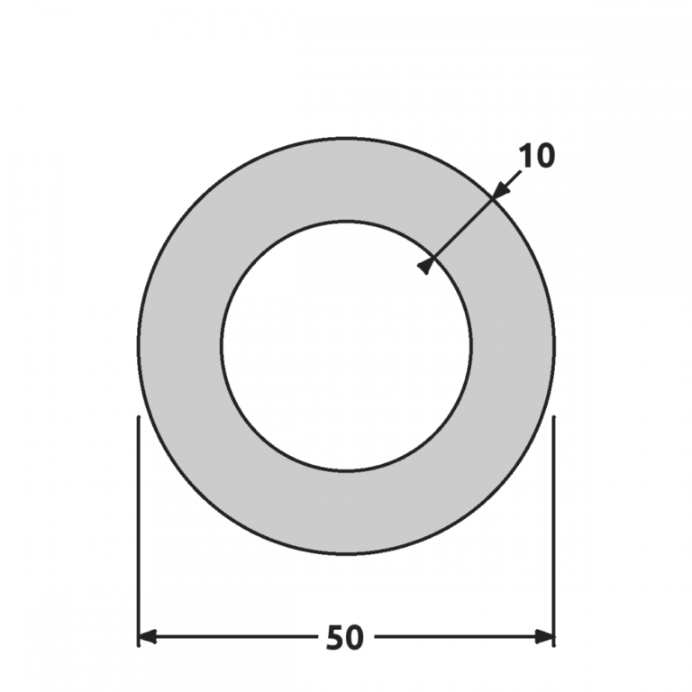 Tube rond aluminium diamètre 50 épaisseur 10 mm - Alu Pour Tous